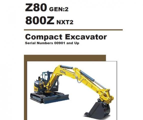 Gehl Z80 (GEN2) / 800Z (NEX2) Compact Excavator Service Repair Manual ...
