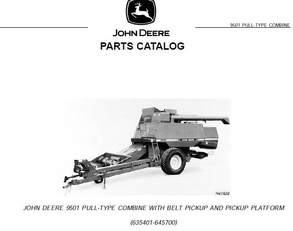 John Deere 9501 PULL-TYPE COMBINE WITH BELT PICKUP AND PICKUP PLATFORM ...