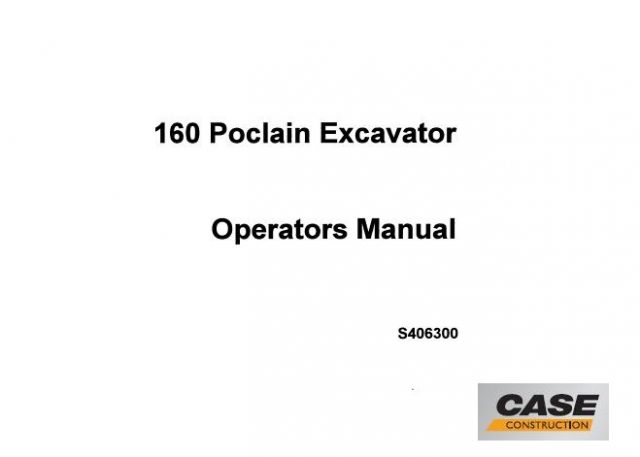 Case Poclain 160 Excavator Operator’s Manual | Service Repair Manuals PDF