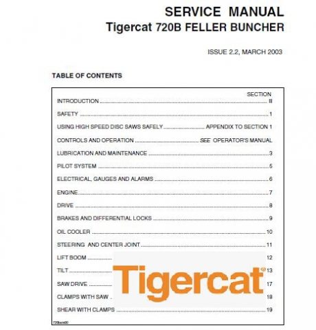 Tigercat 720B Feller Buncher Service Repair Manual | Service Repair Manuals PDF