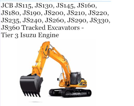 JCB JS115, JS130, JS145, JS160, JS180, JS190, JS200, JS210, JS220 ...